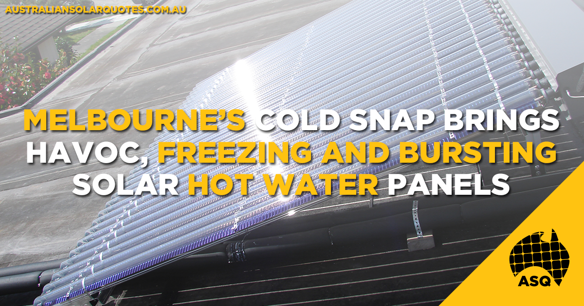 Solar hot water panels freeze and burst after Melbourne's cold snap